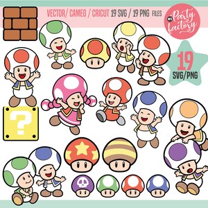 Toad Super Mario SVG Pastel Clipart, 19 Vector Images, Toad Squad ...