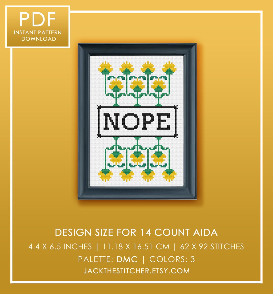 Nope / Cross Stitch Template Pattern (PDF Download) (PDF Download) - Etsy