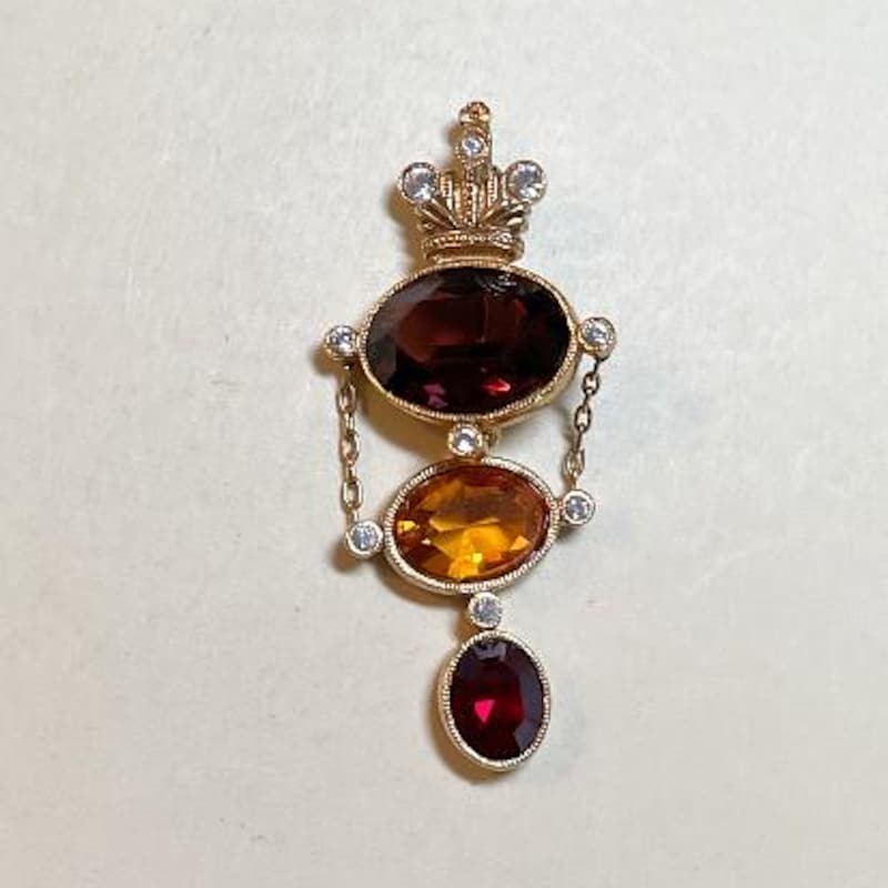 Citrine Gold Brooch Pendant - Etsy