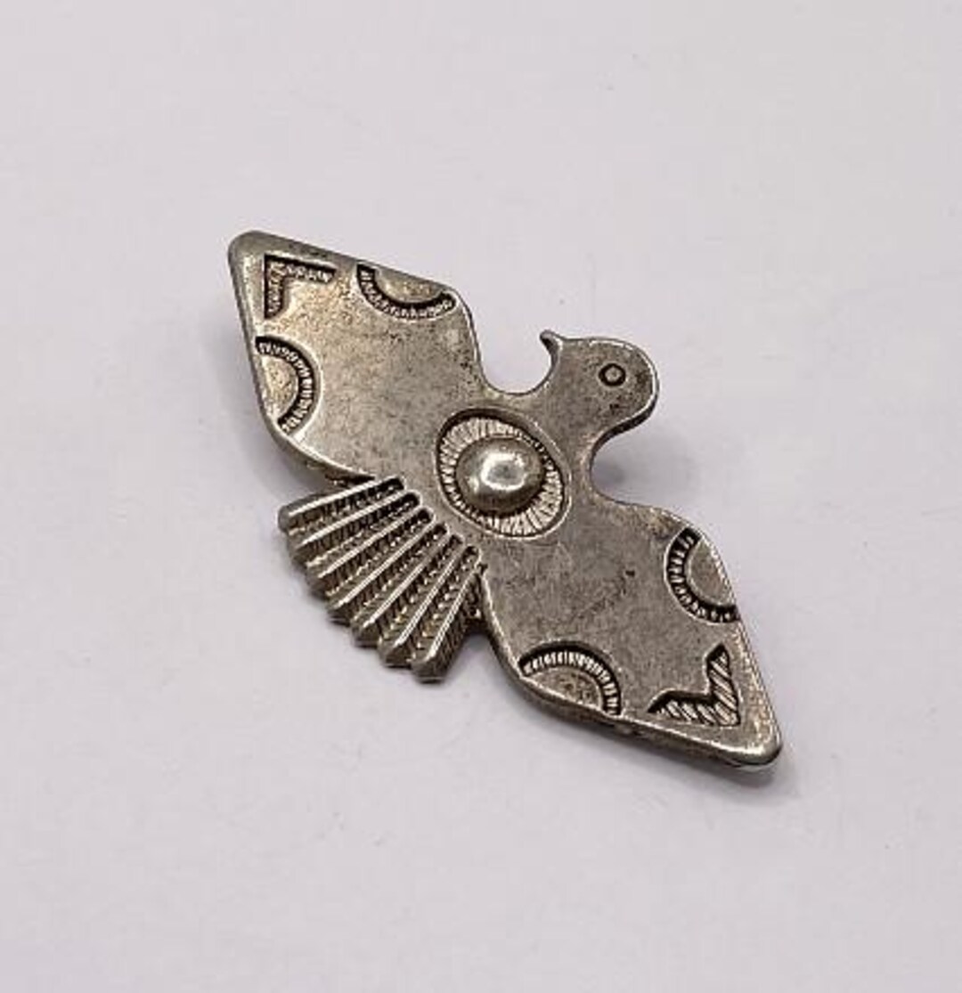 Vintage Thunderbird Brooch, Silvertone Metal, Southwestern Style ...