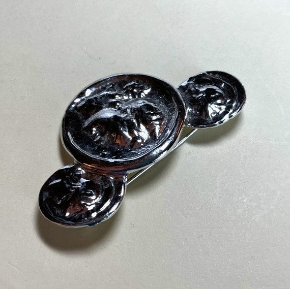 Vintage coin style brooch, silvertone metal, with Rom… - Gem