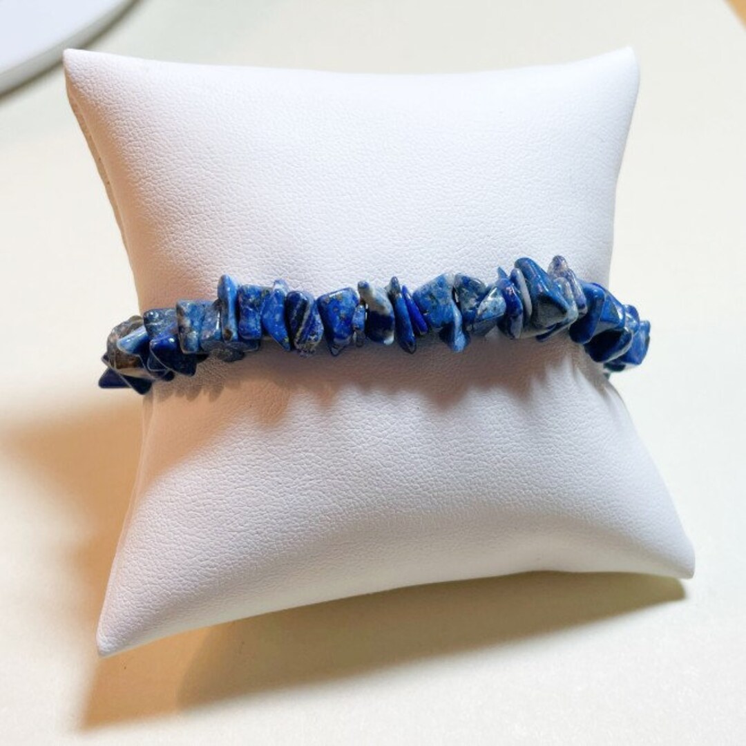 Vintage Sodalite Stone Chip Bracelet, 7 1/4 Inches Long, Goldtone Metal ...