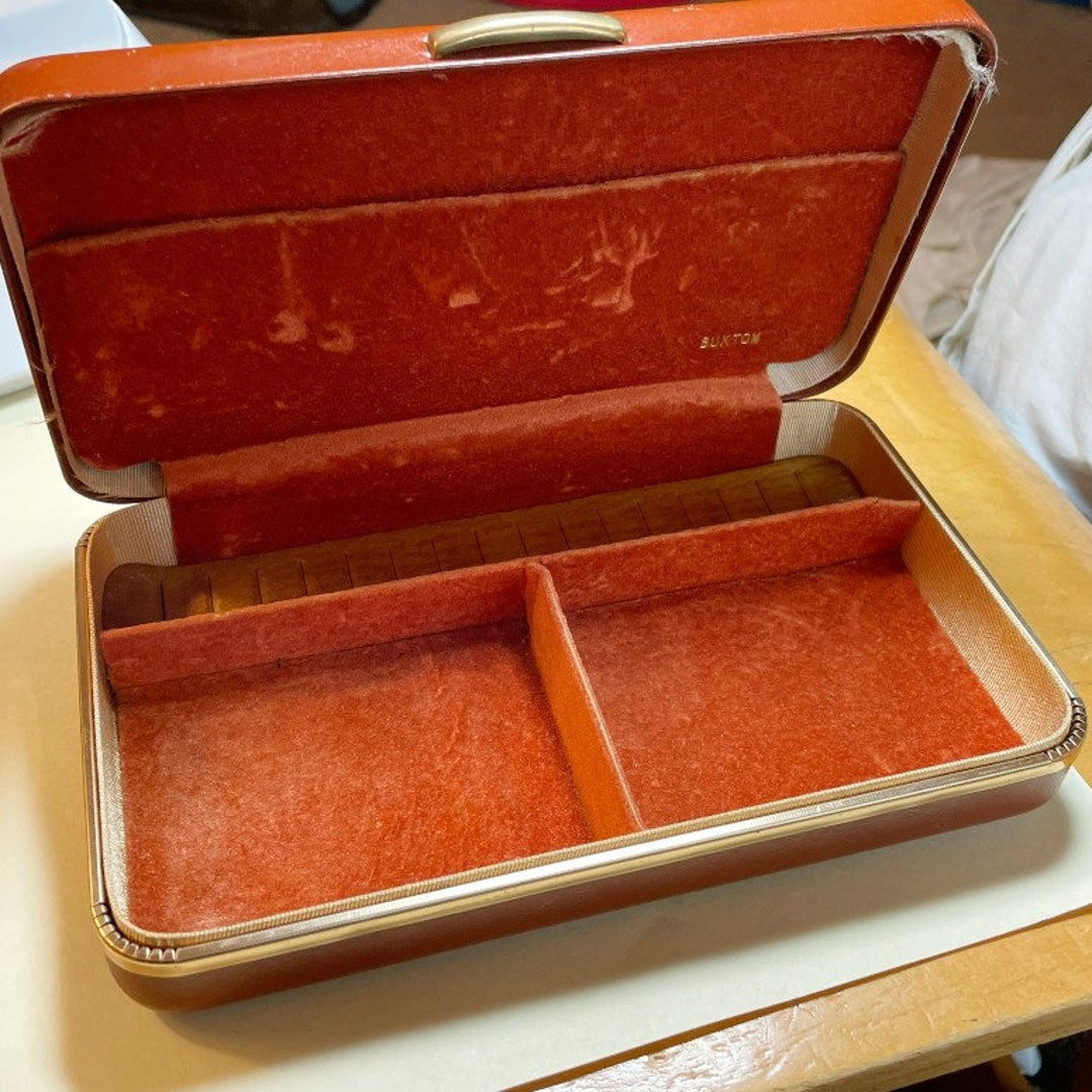 Vintage Buxton Brown Saddle Cowhide Leather Jewelry Box Gold - Etsy