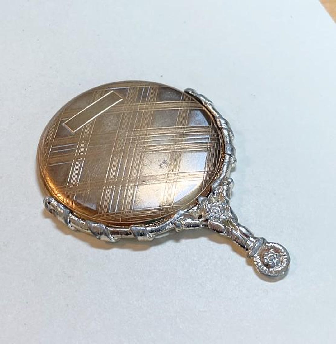 Vintage Small Hand Mirror, 2 3/8 Inches in Diameter, Goldtone and ...