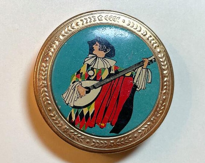 Vintage Colorful Matador Powder Compact, Goldtone Metal, Mirror, Puff ...