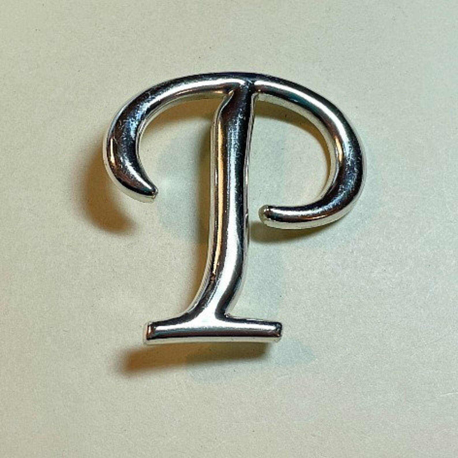 Vintage Letter P Brooch, Silvertone Metal, Letter P Brooch, Initial P ...