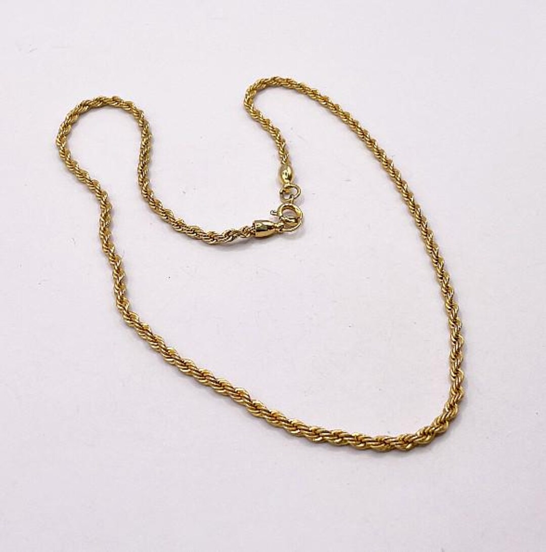 Vintage Rope Chain Necklace, 18 Inches Long, Goldtone Metal, Great for ...