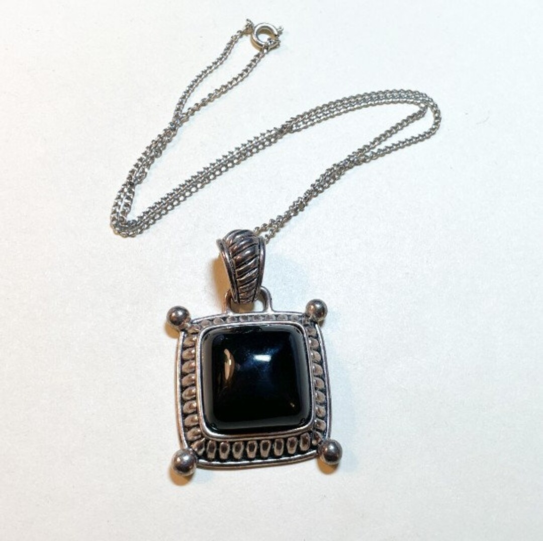 Vintage Large Boho Black Pendant From Premier Designs, 18 Inch Chain ...
