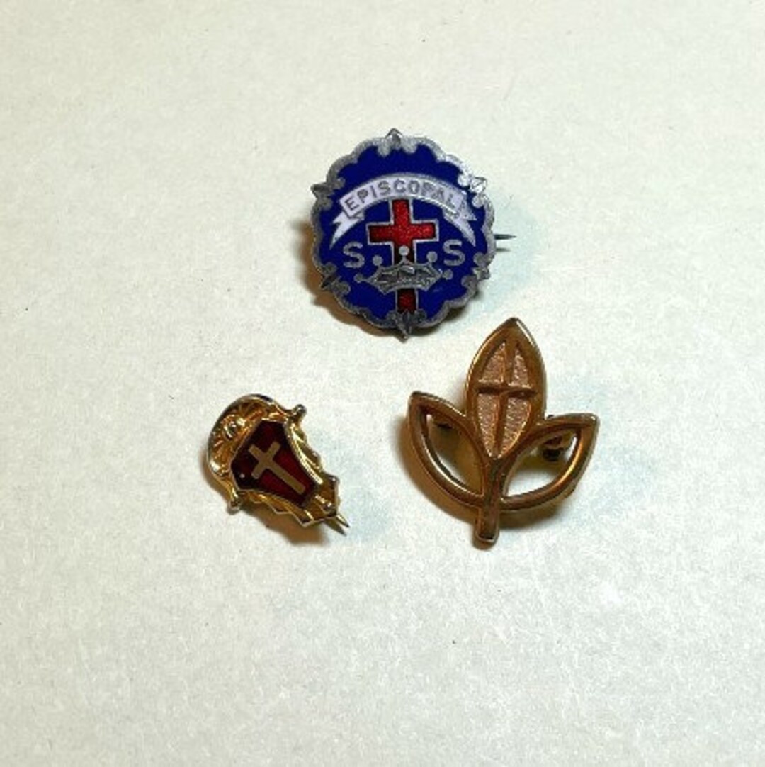 Three Small Vintage Religious Christian Pins, Episcopal Enamel ...