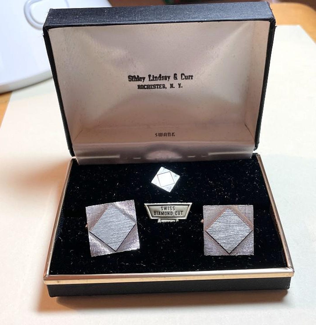 Vintage Swank Cuff Links and Tie Pin Set, New in the Original Box ...