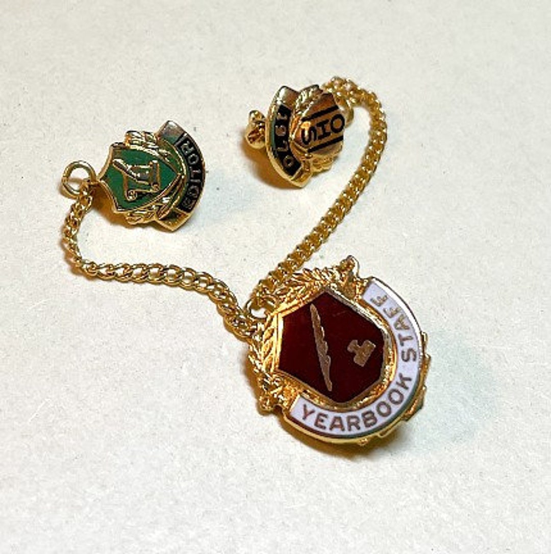 Vintage High School Pin, Yearbook Staff Editor, OHS 1970, Goldtone ...