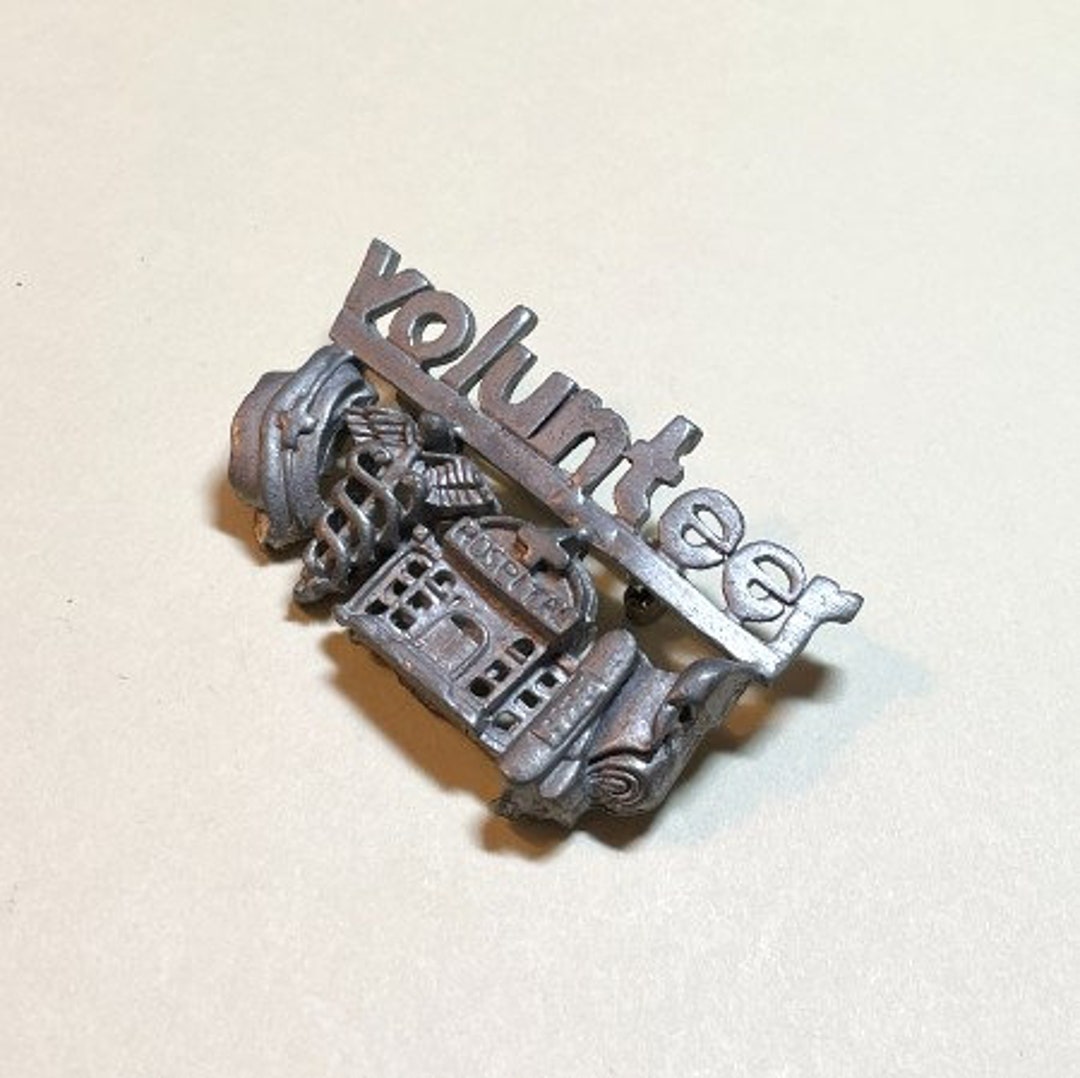 Vintage Hospital Volunteer Brooch From Ultra Craft, Dark Silvertone ...