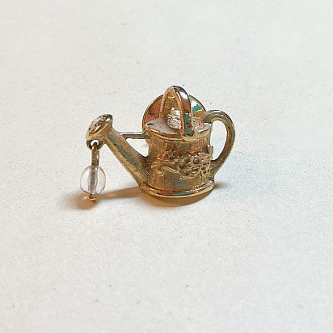 Vintage Avon Watering Can Favorite Pastimes Pin, Goldtone Metal, Clear ...