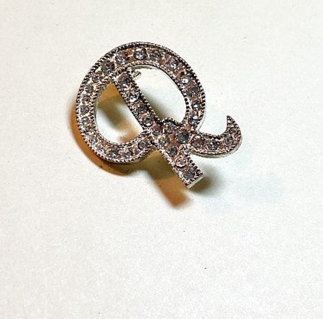 Vintage Letter R Rhinestone Brooch, Silvertone Metal, Initial R Pin ...