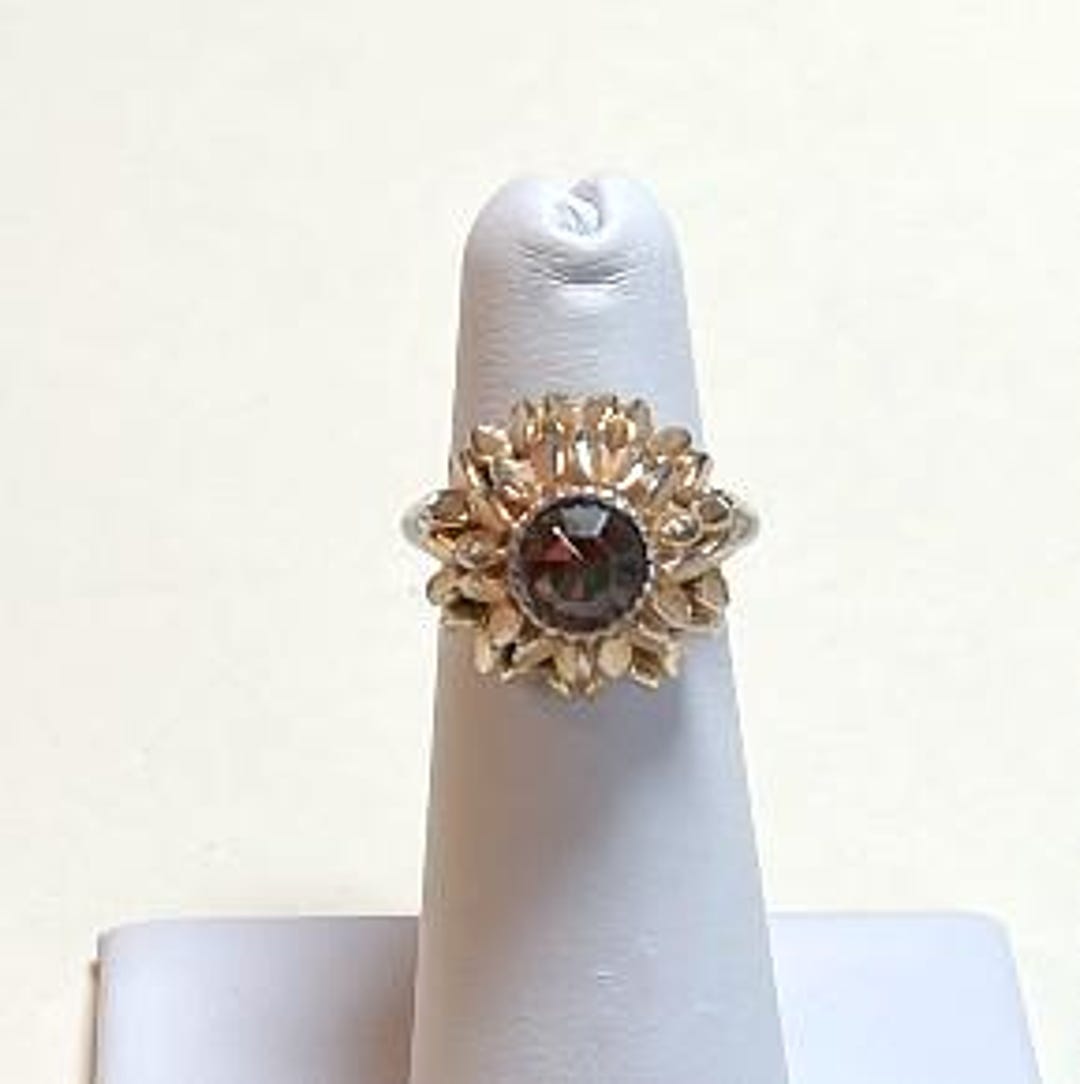 Vintage Avon Ring Sunflower Small, Size 4, Faded Goldtone Metal, Center ...