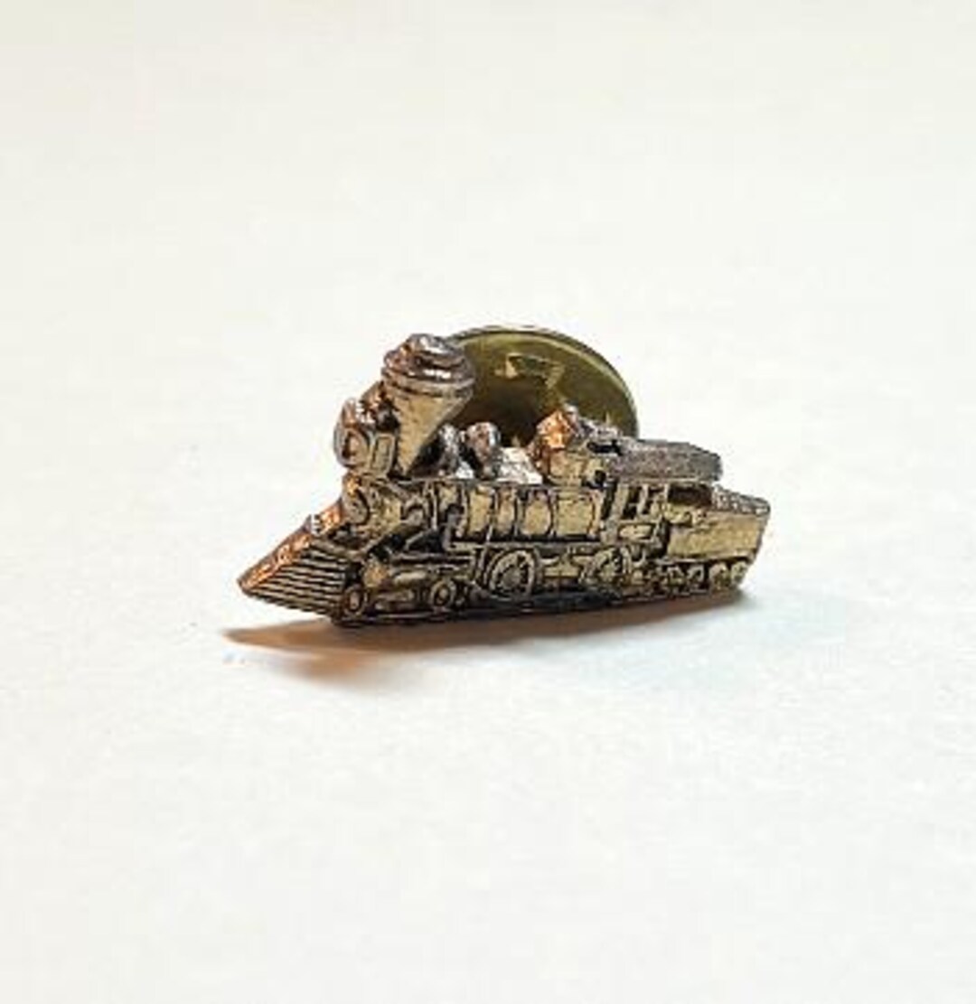 Vintage Locomotive Engine Clutch Back Pin or Tie Tack, Goldtone Metal ...