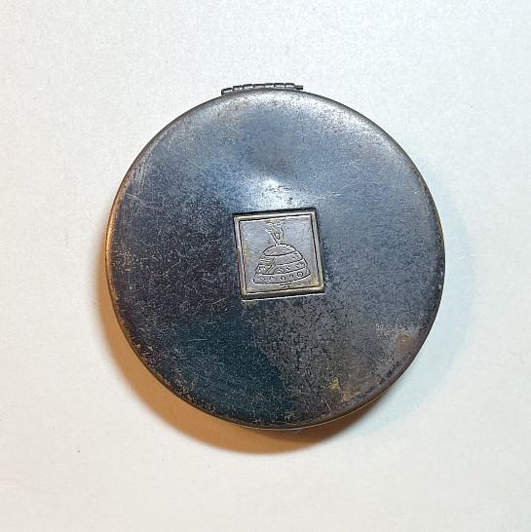 Vintage Art Deco Powder Compact, Thinest the House of Tre-jur, Dark Silvertone Metal, Girl in ...