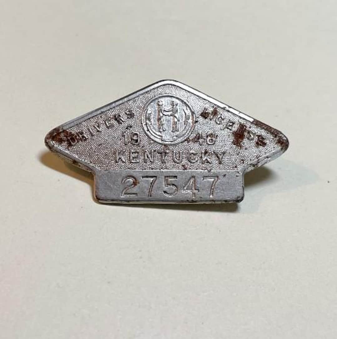 Vintage Kentucky Drivers License Metal Pin 1948, Silvertone Metal ...