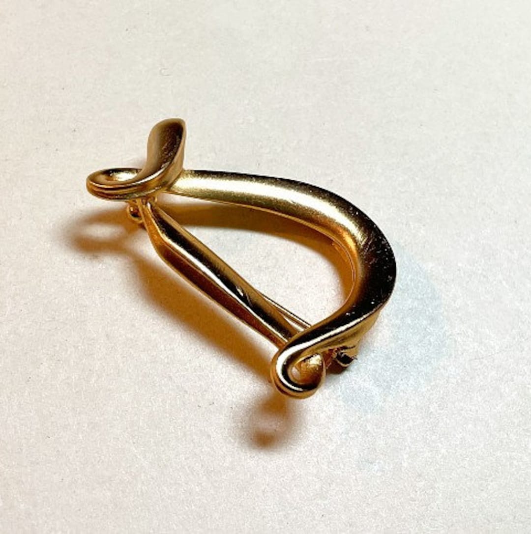 Vintage Cursive Initial D Brooch From Anne Klein, Brushed Goldtone ...