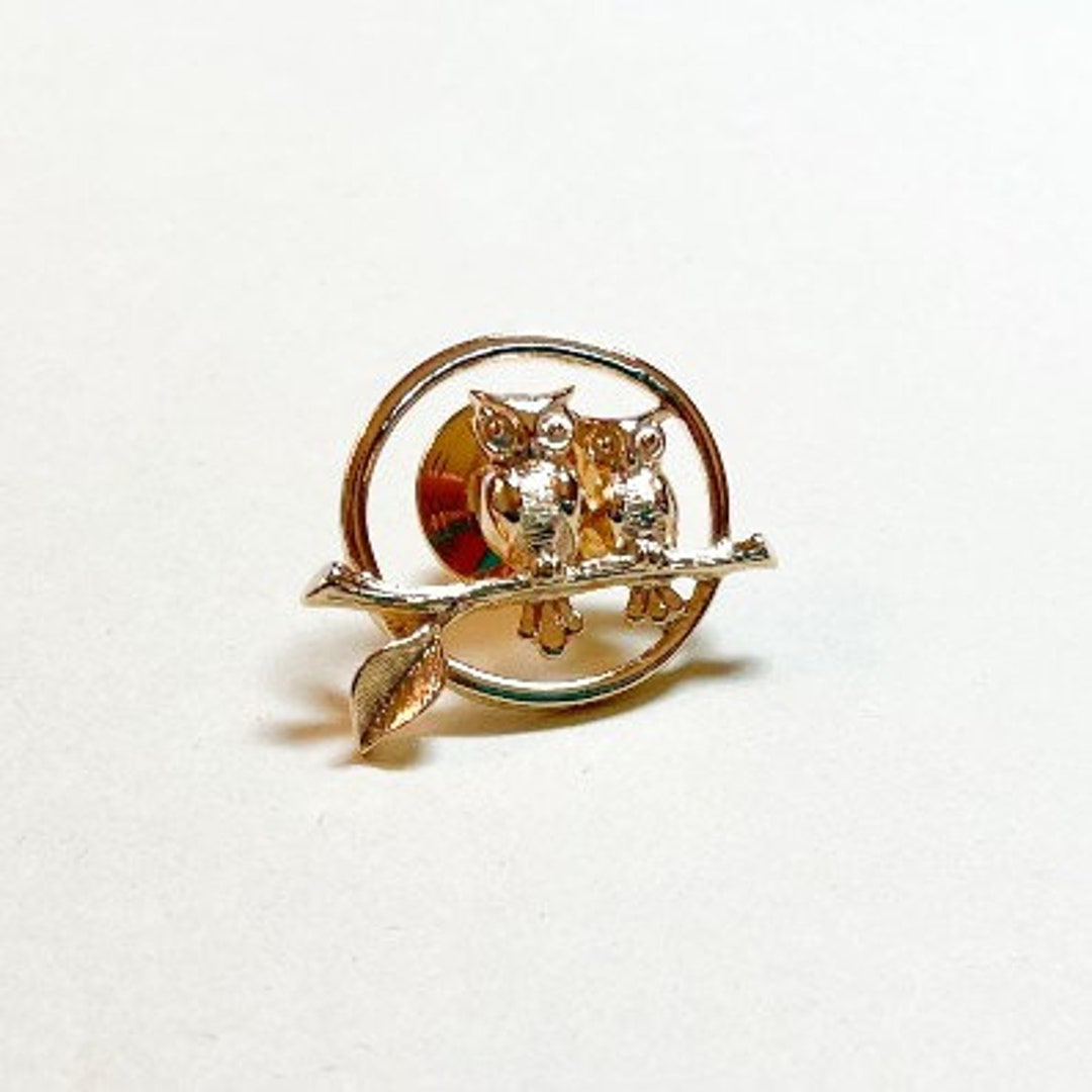 Vintage Avon Tac Pin, Moonlight Couple Pin, Two Owls on Branch ...