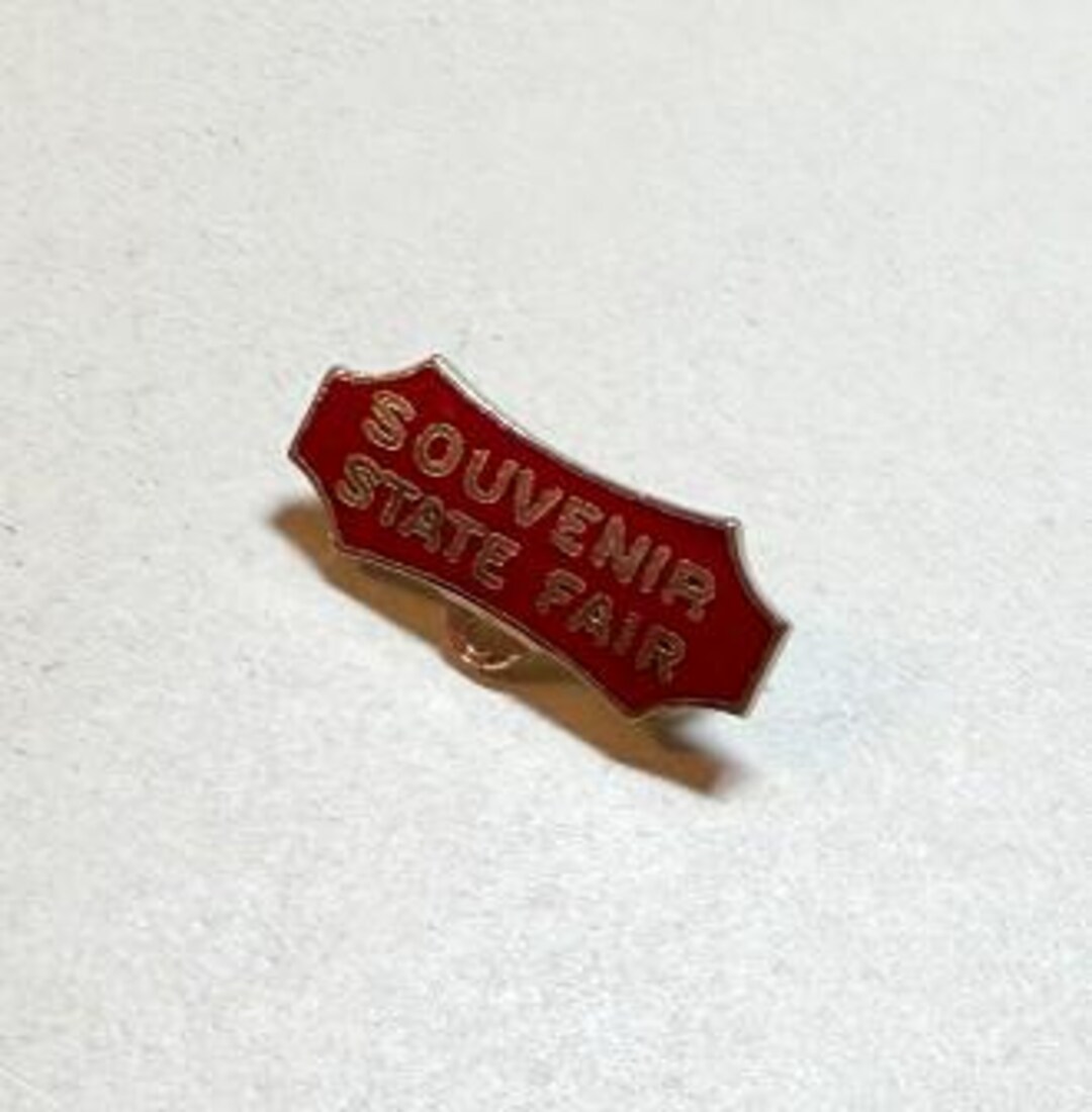 Vintage Little Souvenir State Fair Pin, Goldtone Metal, Red Enamel ...