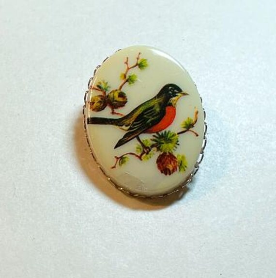 Vintage robin brooch store