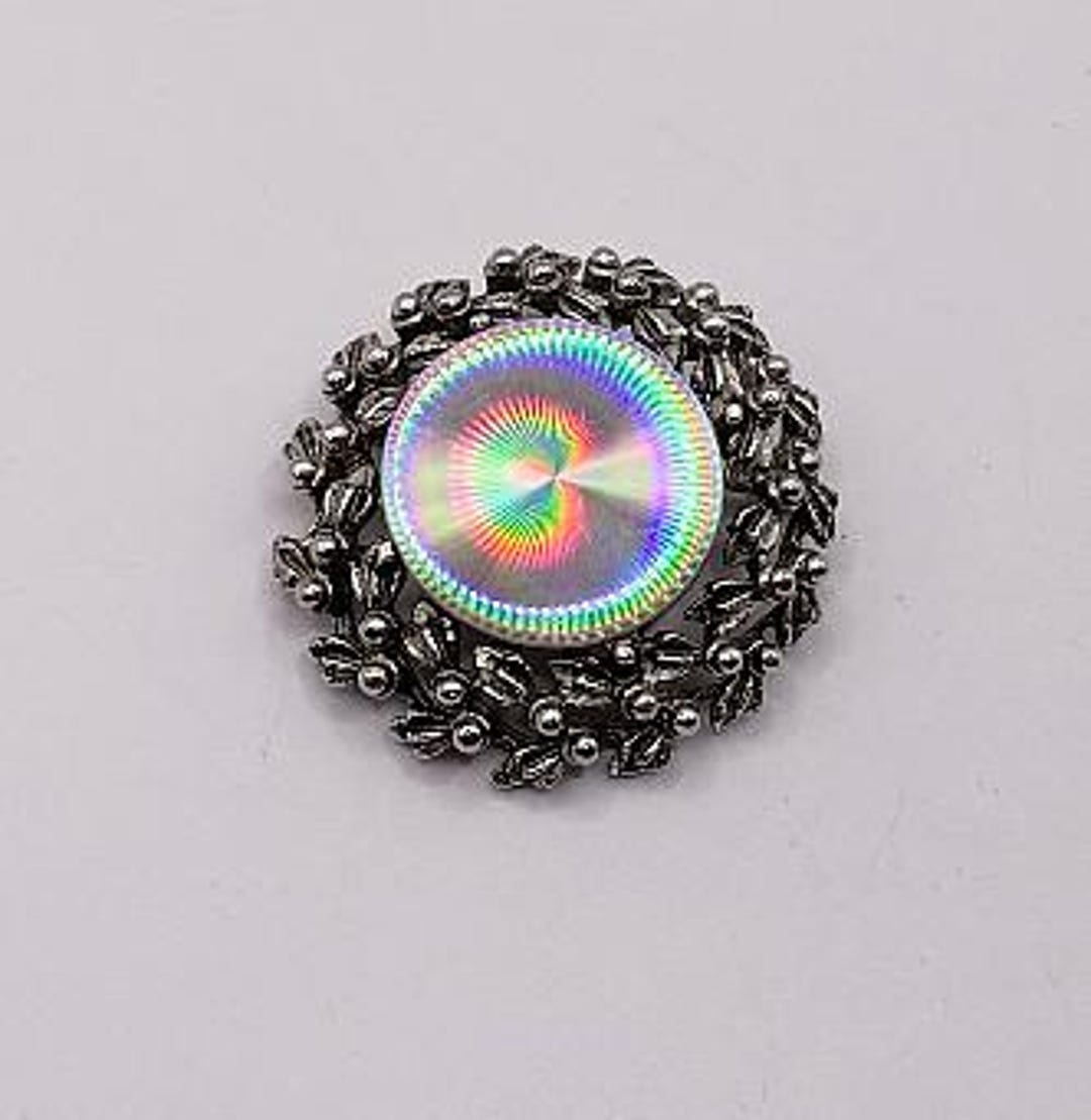 Vintage Circle Wreath Brooch With Holographic Disc Center From ...