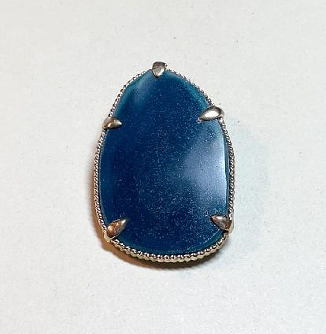 Vintage Bright Blue Stone Brooch, Goldtone Metal, Stone Slice, Blue ...