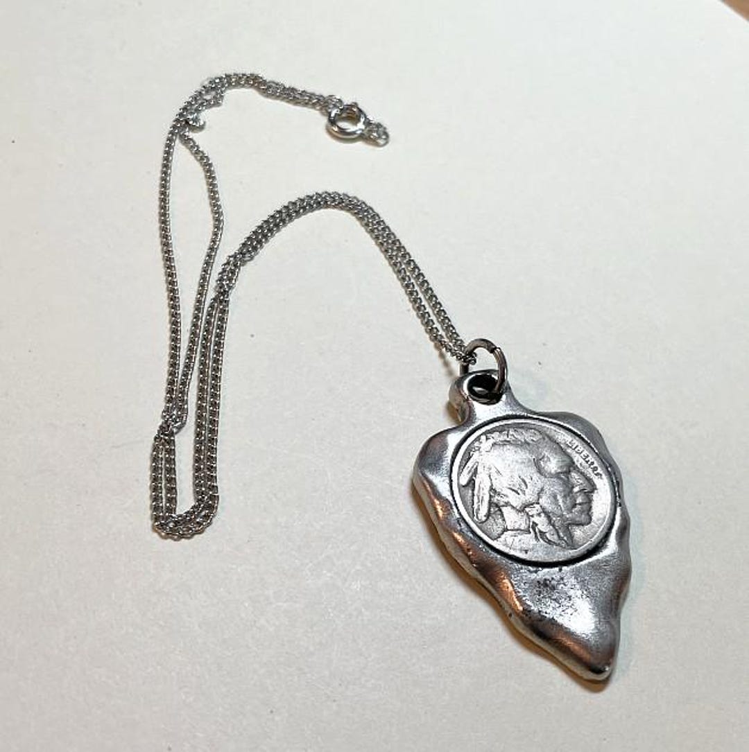Vintage Arrow Head Pendant With Buffalo Nickel, 18 Inch Chain ...