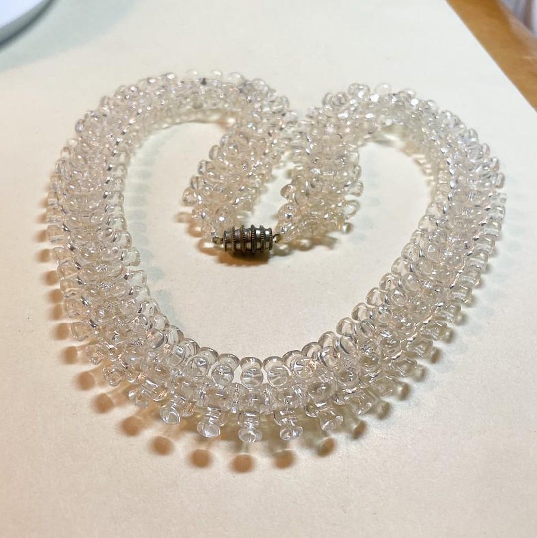 Vintage Clear Plastic Tri Bead Necklace, 22 Inches Long, Beaded ...