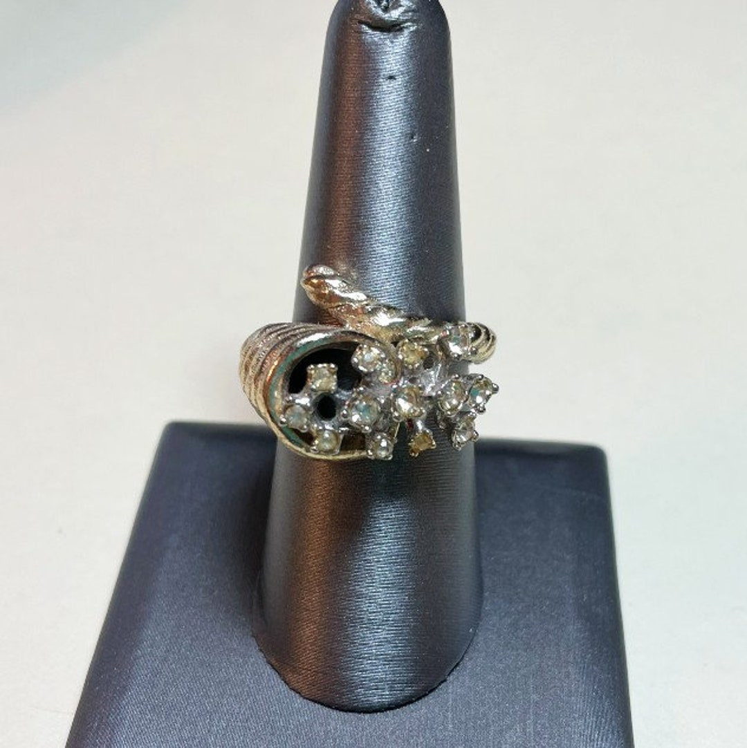 Vintage Statement Cocktail Ring, Cornucopia, Size 7 3/4, Goldtone Metal ...