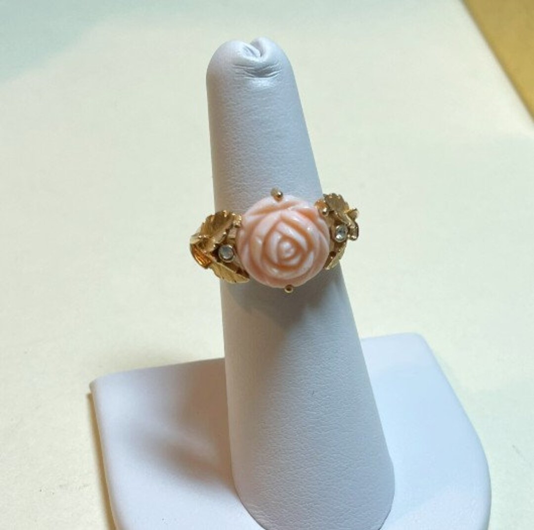Vintage Avon Ring Serena Rose Small Size 6 Goldtone Metal - Etsy
