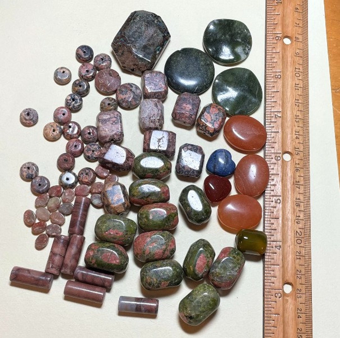 Huge Destash Bead Lot, Stone Bead Lot, 70 Pieces, Earthy Colors, All ...