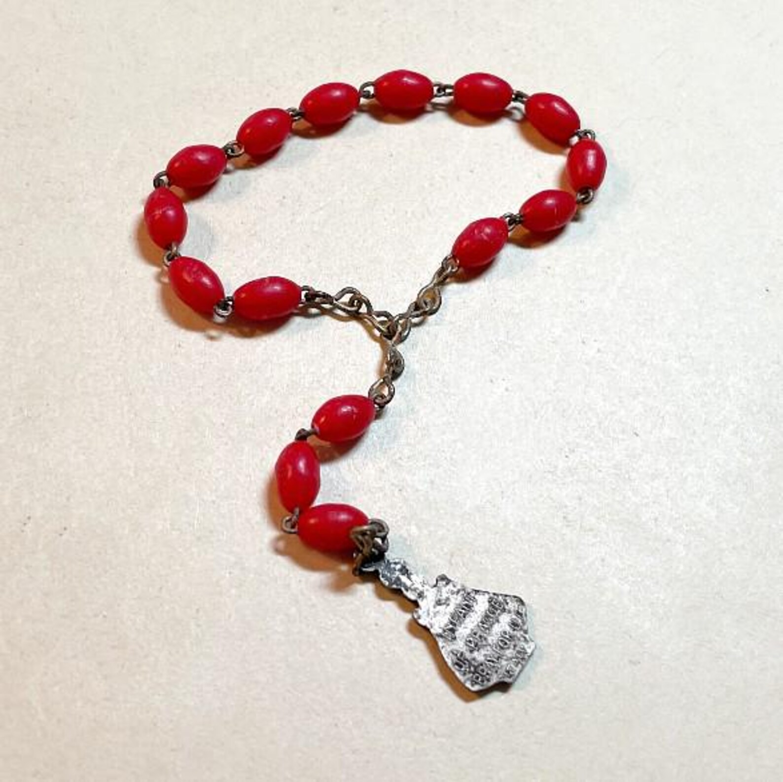 Vintage Small Chaplet Rosary Infant of Prague, Silvertone Metal, Enamel ...