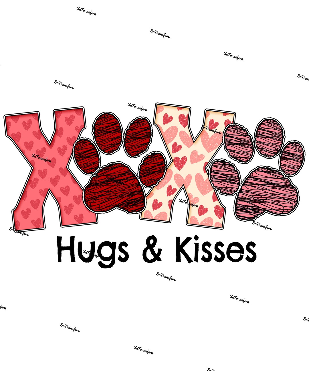 Sublimation Transfer / Ready to Press Heat Transfer / Hugs and Kisses ...