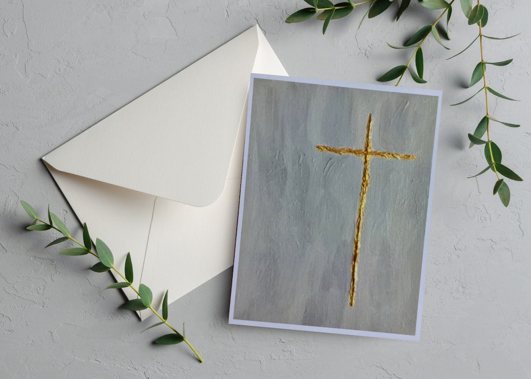 Original Religious Note Cards, Stationery Set, Cross Cards, Baptism ...