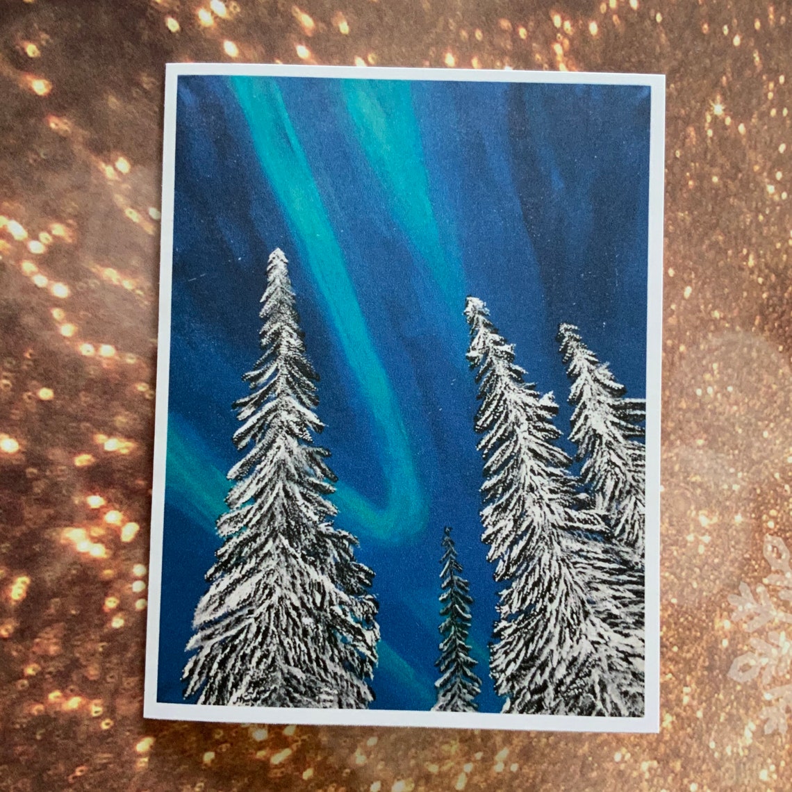 Northern Lights Winter Cards Christmas Cards Set of Holiday | Etsy