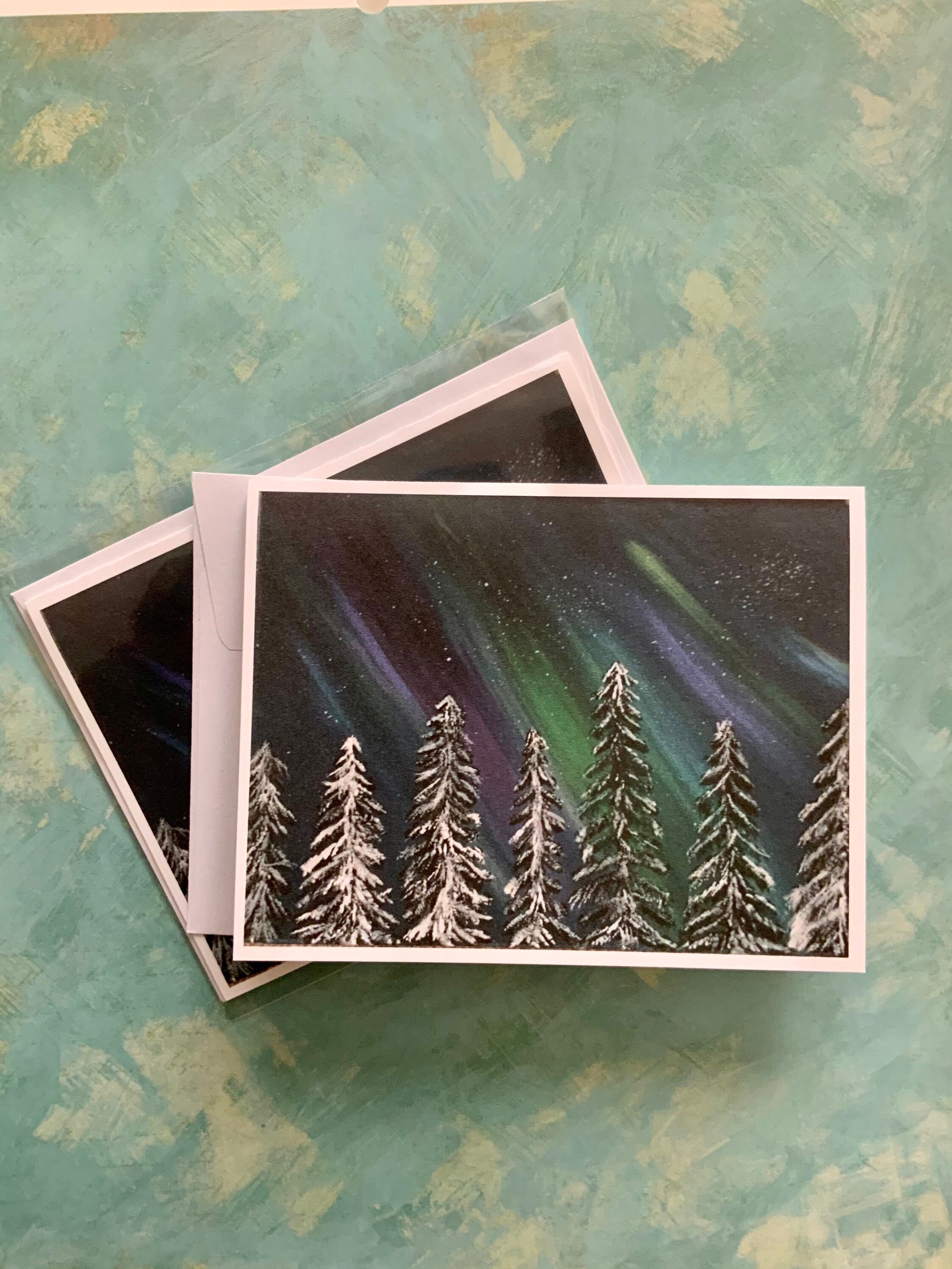 Winter Cards Northern Lights Cards Holiday Cards Original | Etsy