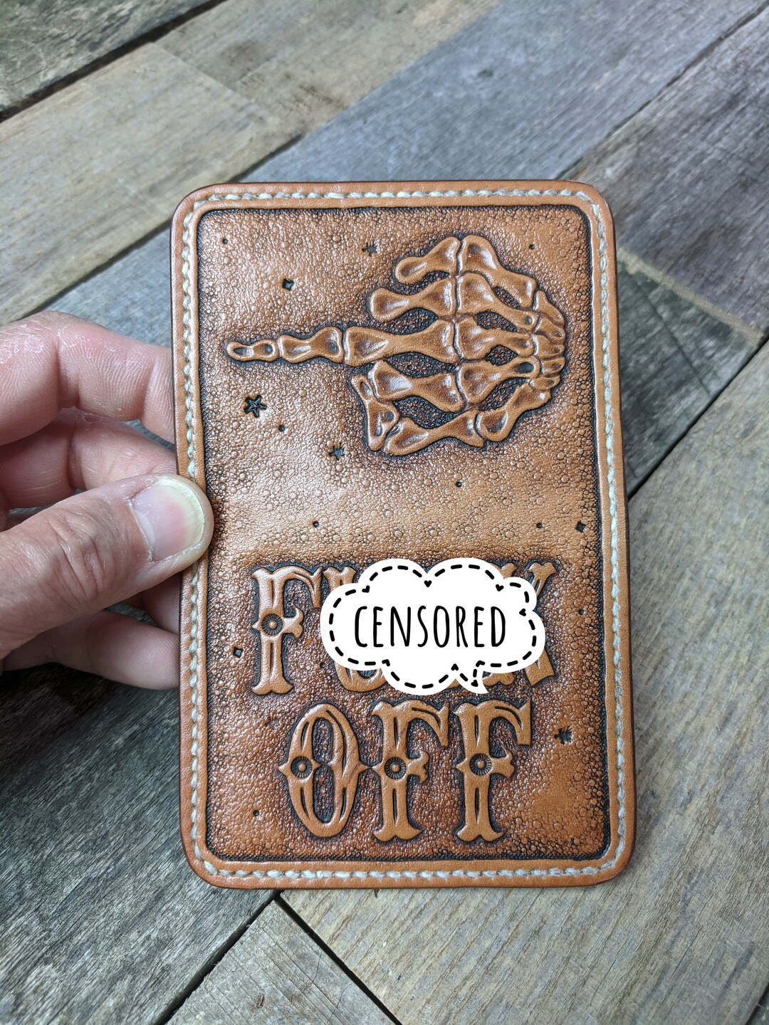 Tooled Leather Bifold Wallet: Middle Finger Design, 4 Pocket - Etsy