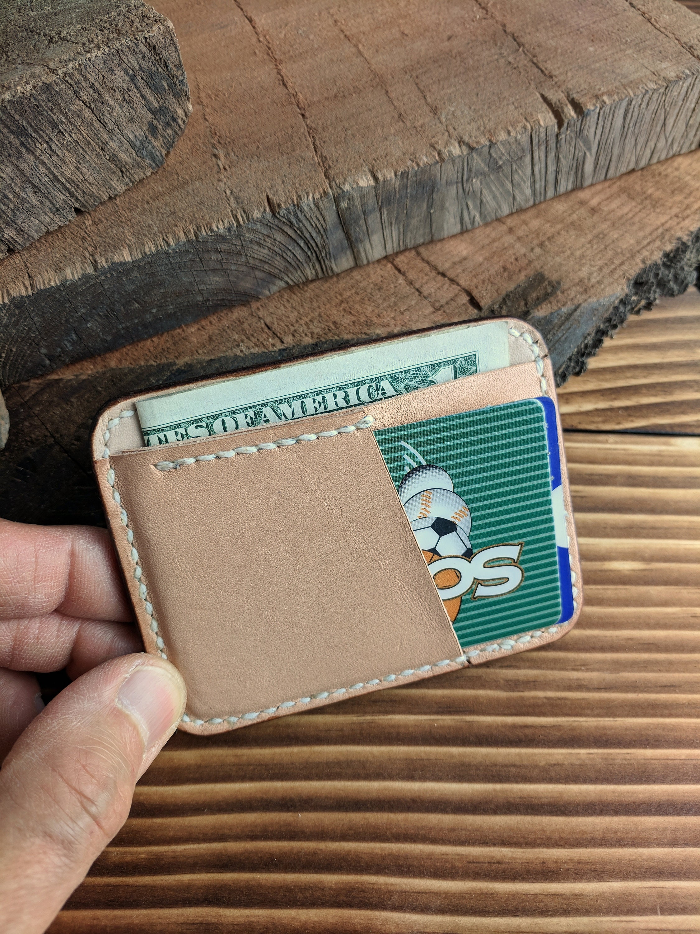 Hand Tooled Leather Front Pocket Wallet Card Holder with Western Border ...