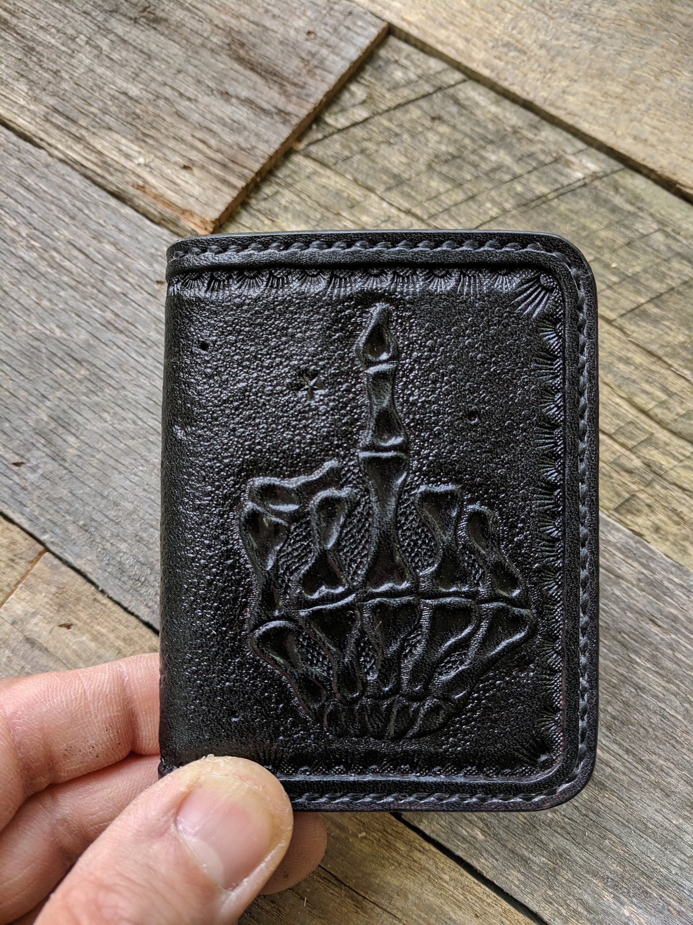 Tooled Leather Bifold Front Pocket Wallet for Folded Bills and Card ...