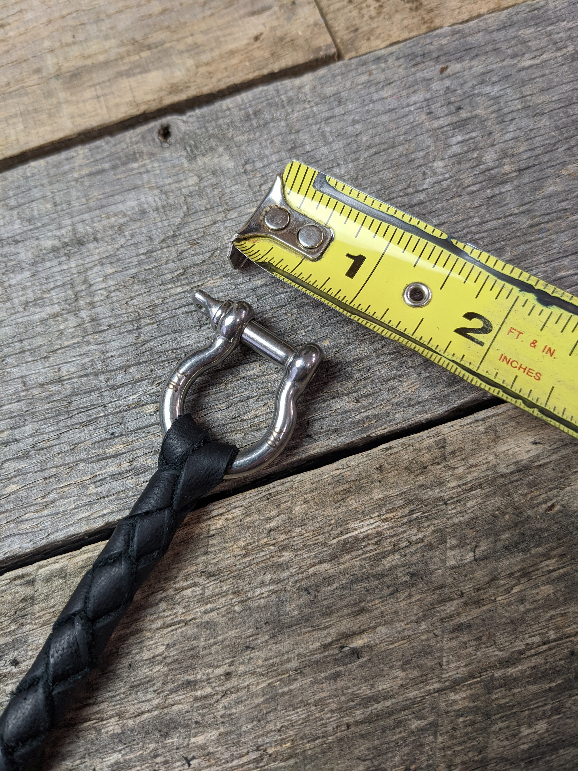 Long Black Braided Leather Keychain with Stainless Steel Anchor Shackle ...