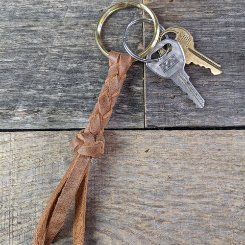 Leather Braided Keychain | Etsy