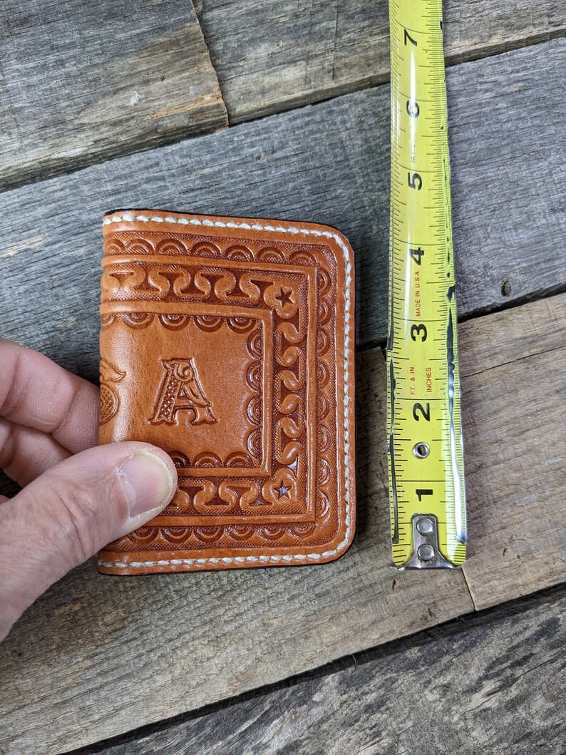Tooled Leather Mini Bifold Wallet for Cards ID With USA - Etsy