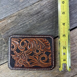 Hand Tooled Leather Front Pocket Wallet With Western Floral Design ...