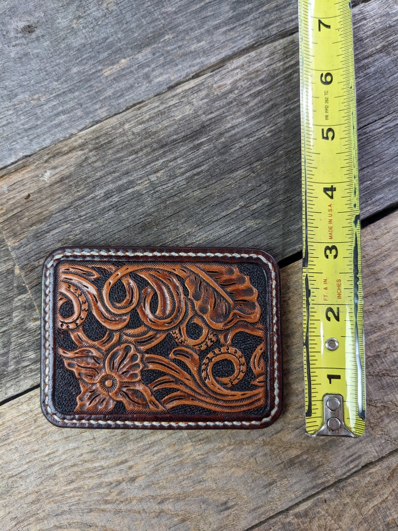Hand Tooled Leather Front Pocket Wallet With Western Floral - Etsy