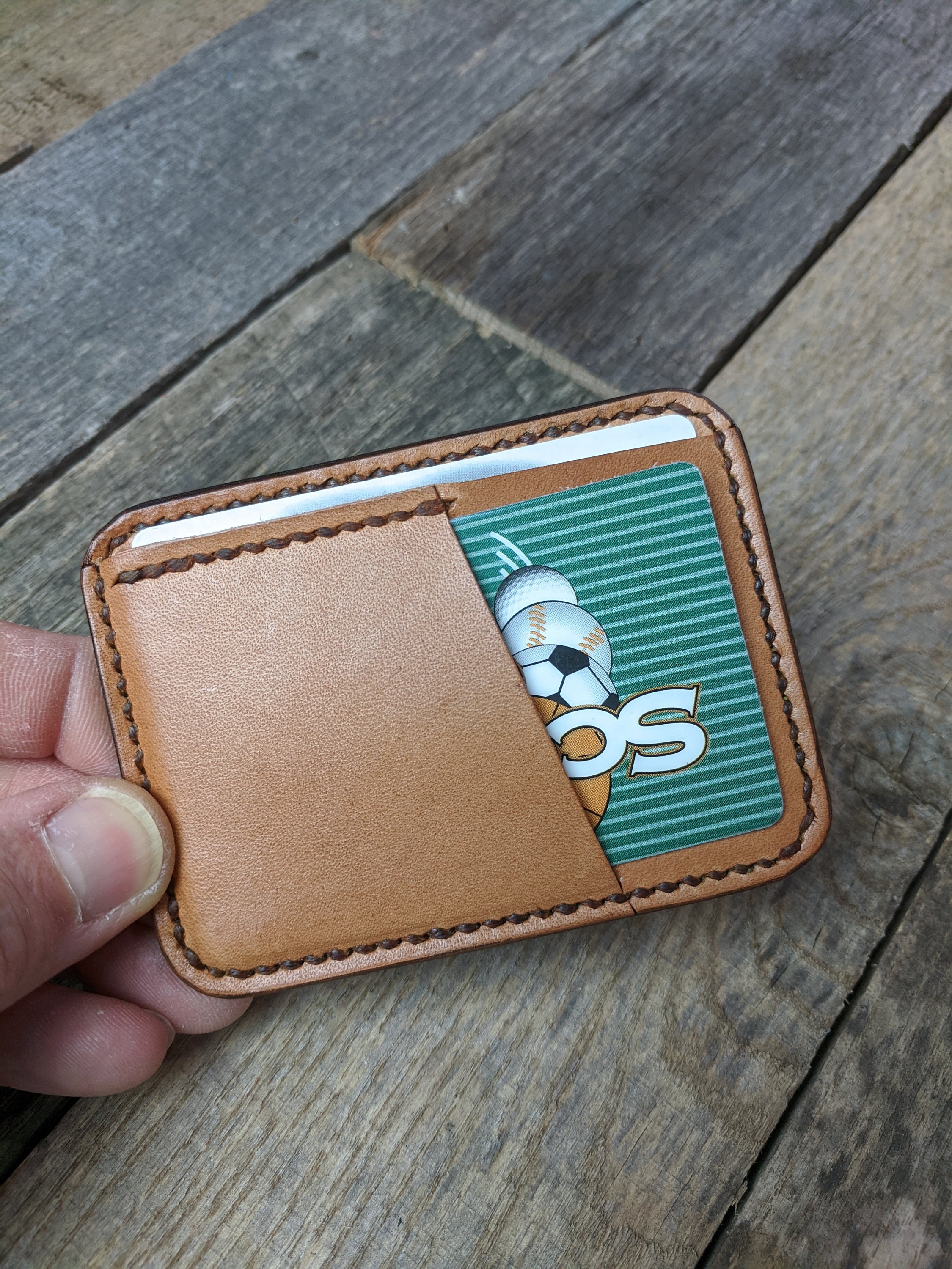Leather Front Pocket Wallet with Brown Fish Skin, Slim Wallet, Mens ...