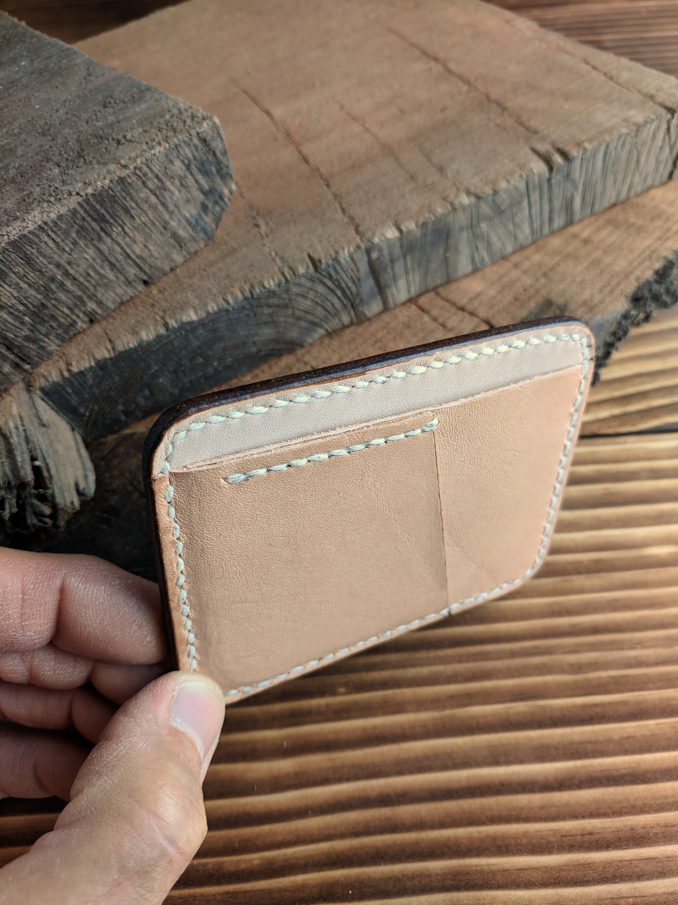 Hand Tooled Leather Front Pocket Wallet Card Holder with Western Border ...