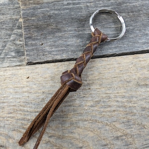 Brown Braided Leather Keychain Round Braid With Turk's Head Knot Key ...
