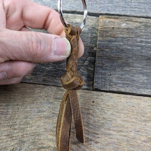 Brown Braided Leather Keychain Round Braid With Turk's - Etsy